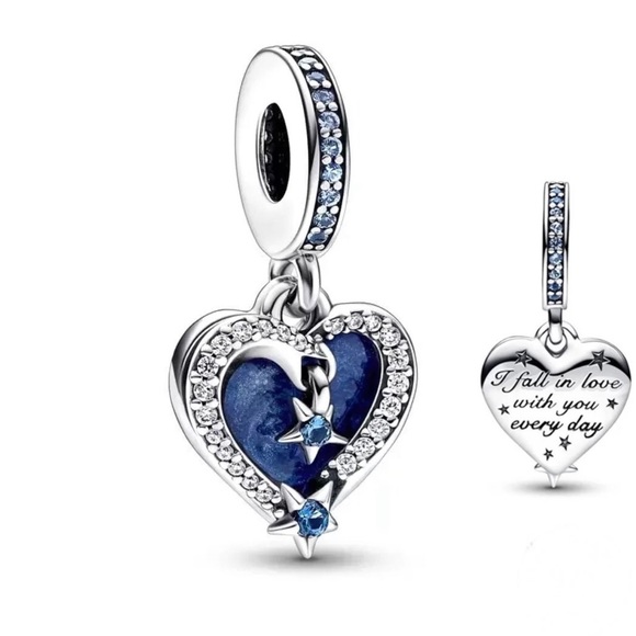 Jewelry | Sterling Silver Celestial Shooting Star Heart Dangle Charm ...
